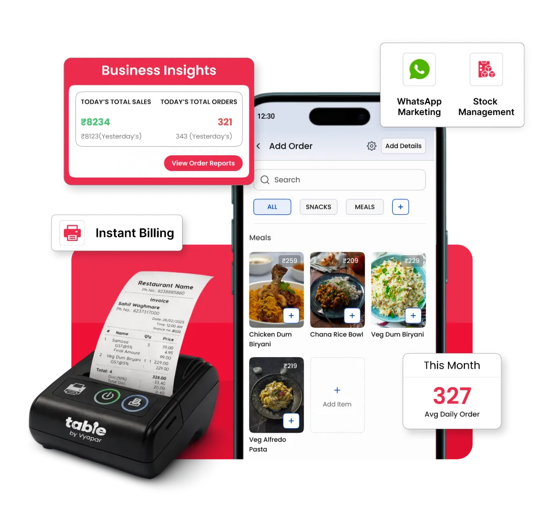 Restaurant Billing Software - Vyapar Table